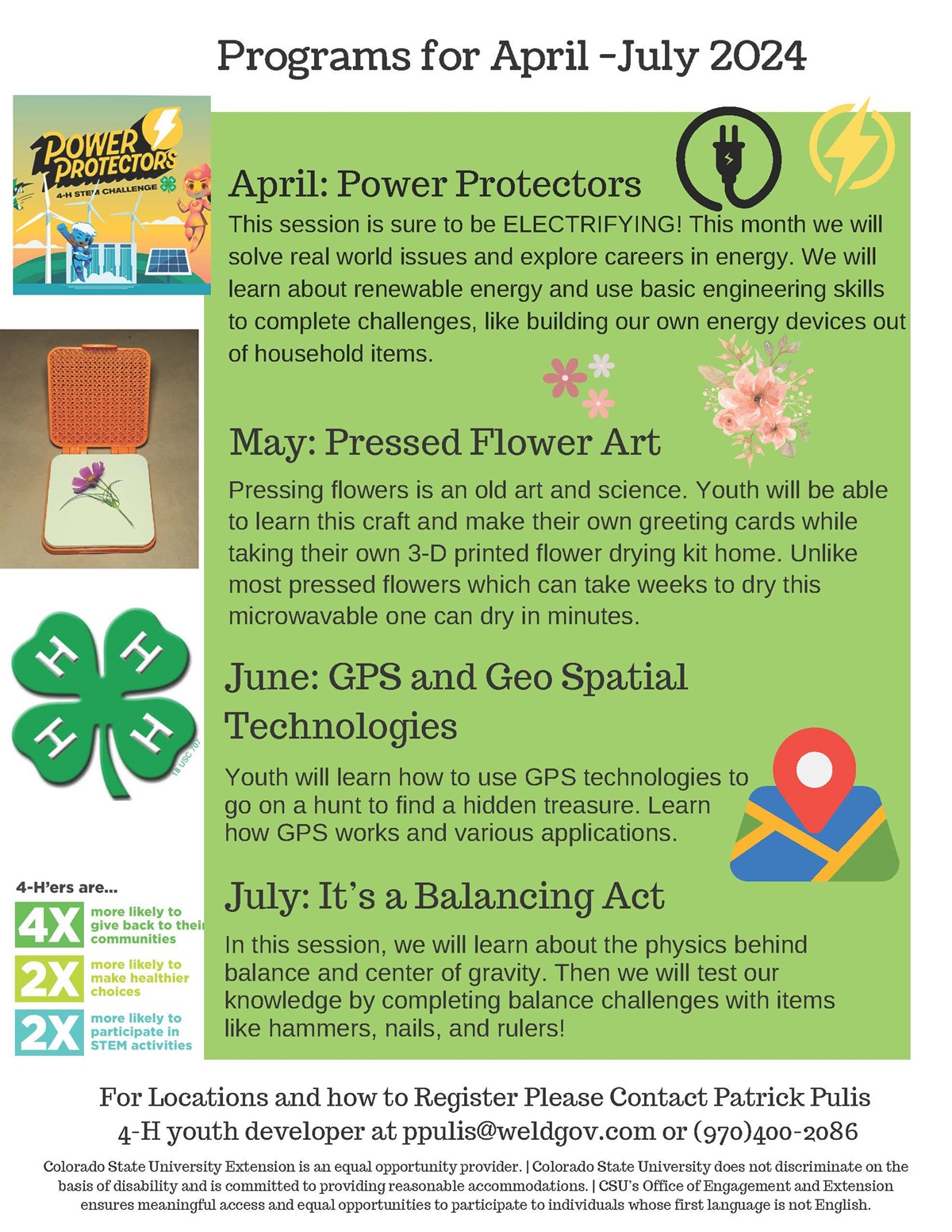 Outreach Programs April 2024 thru July 2024 4-H Foundation